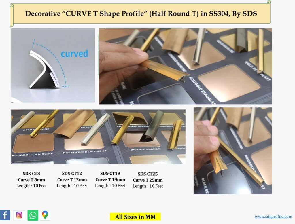 SS T Shape Tile Edge Trim Manufacturers in India - SDS